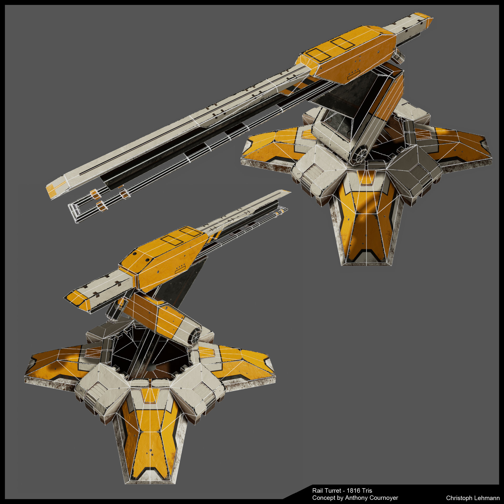 ArtStation - Sci Fi Rail Turret, Christoph Lehmann