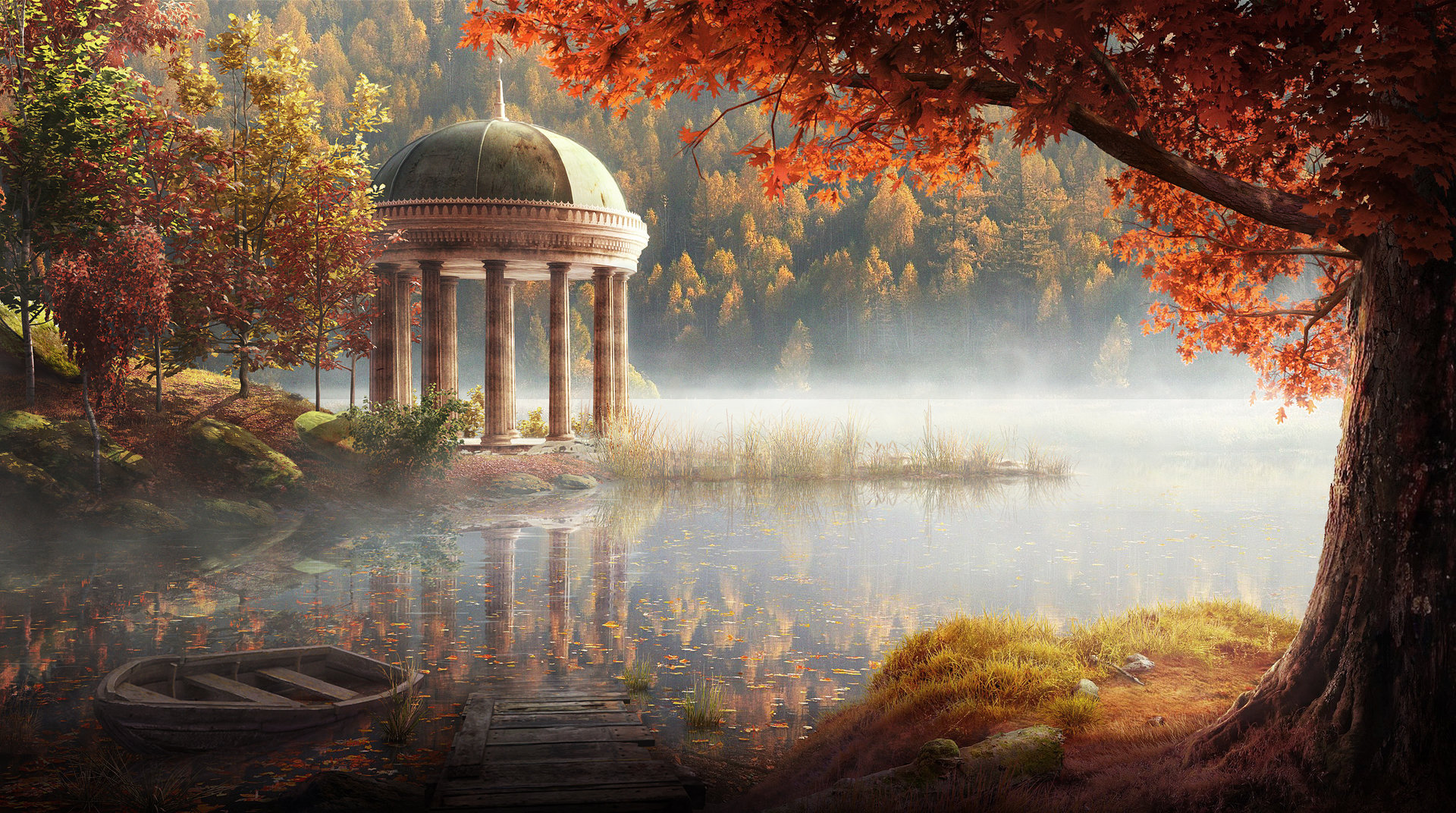 ArtStation - Autumn park illustration