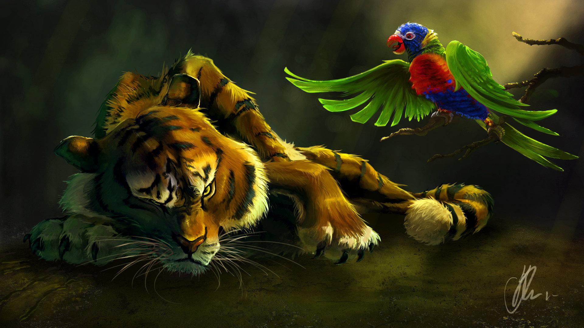 ArtStation - the tiger and the parrot