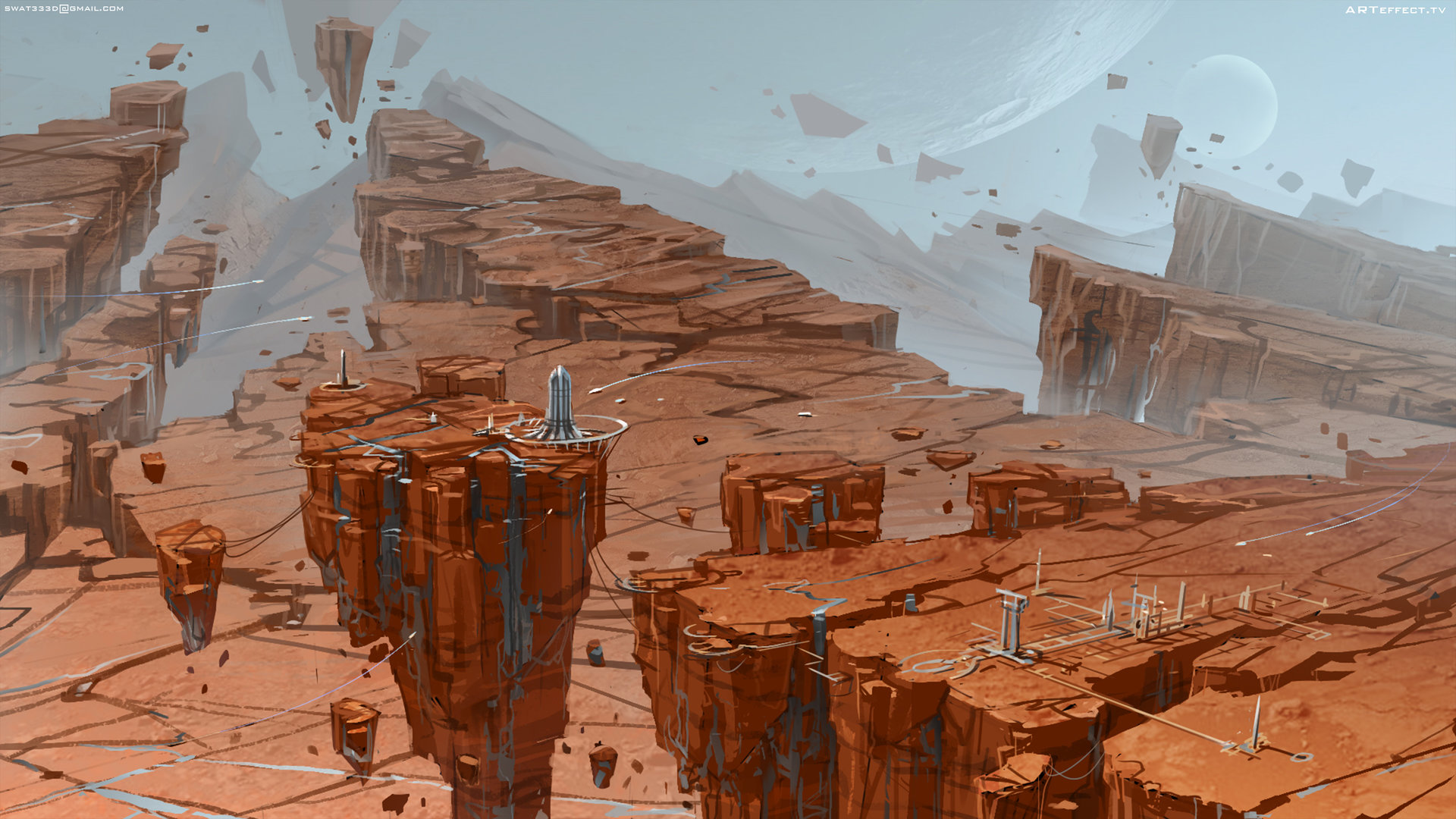 ArtStation - Planet of flying rocks