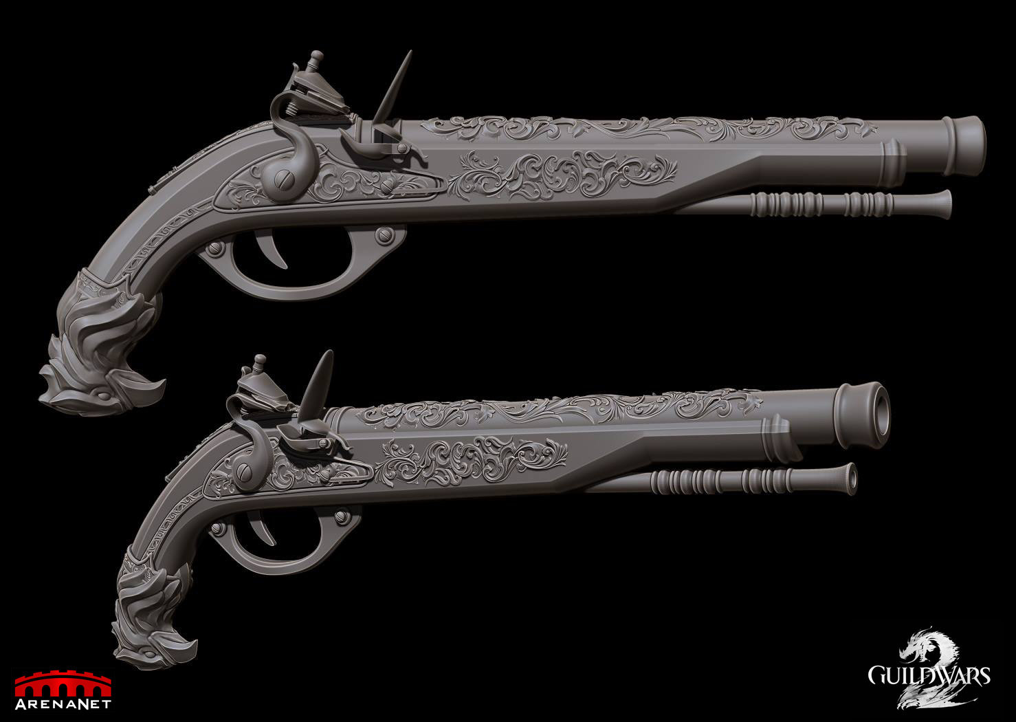 ArtStation - Guild Wars 2 Gallant Weapon Set Pistol High-res
