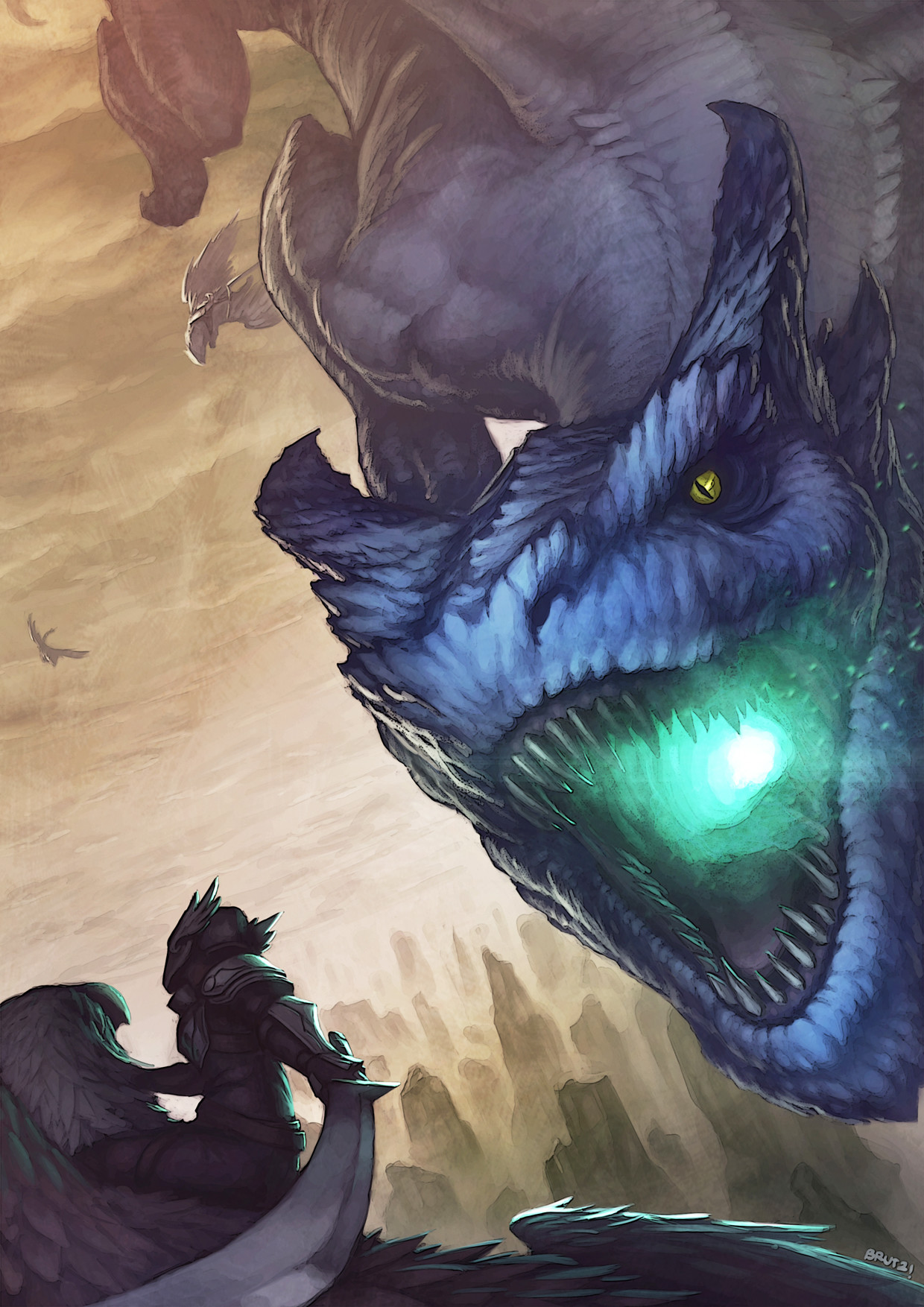 ArtStation - Dragon vs Griffon Rider