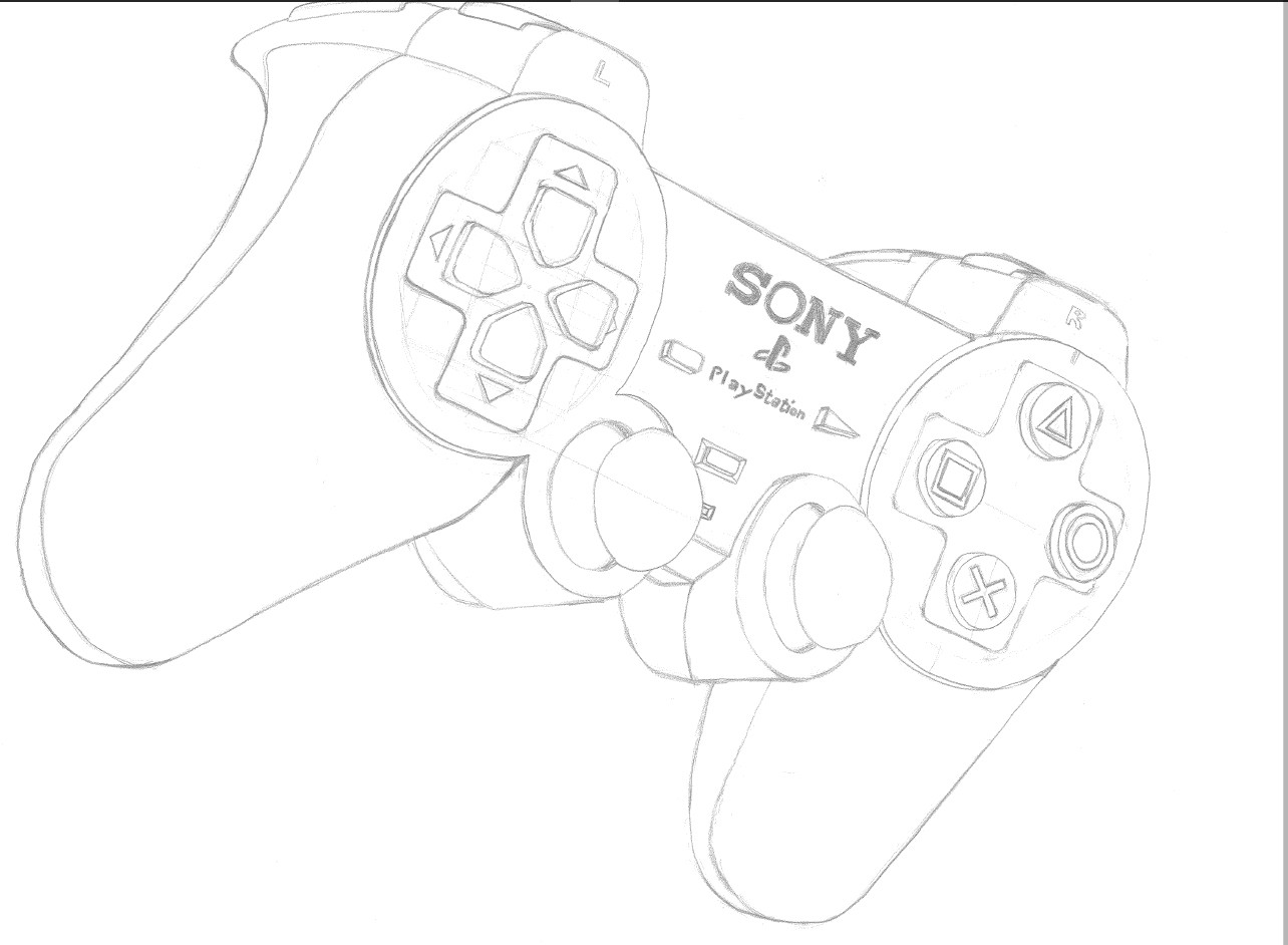Playstation 1 Controller Drawing