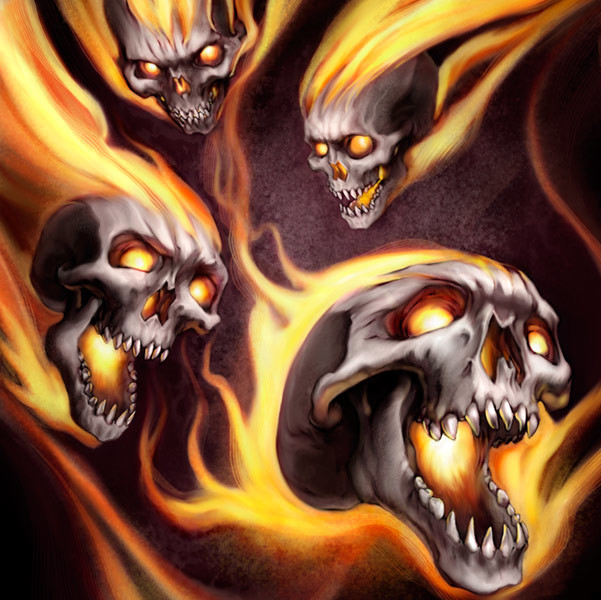 ArtStation - Flaming skulls