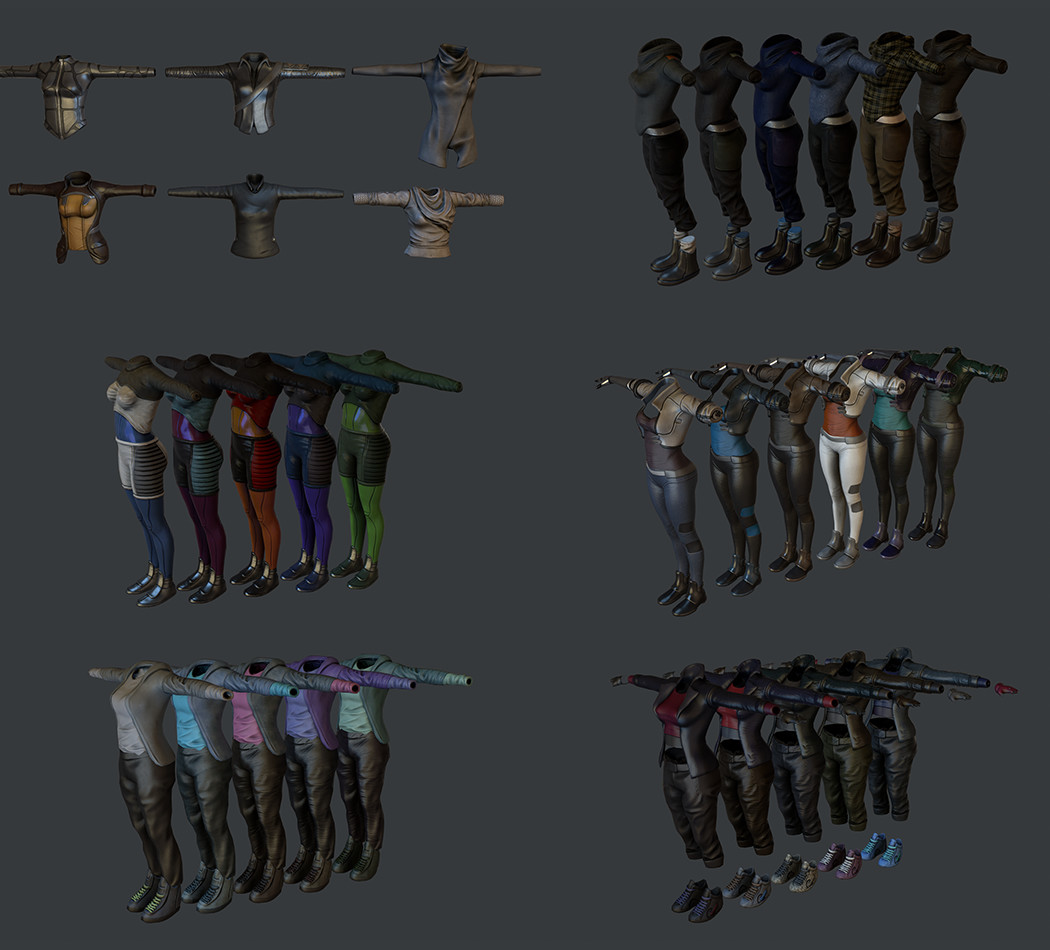 ArtStation - Female Modular Clothing Sets - [Neon Rain], Corey Boland