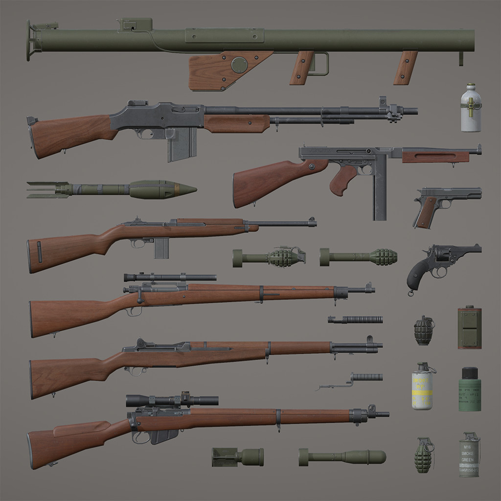 ArtStation - World War II Allied Infantry Weapons