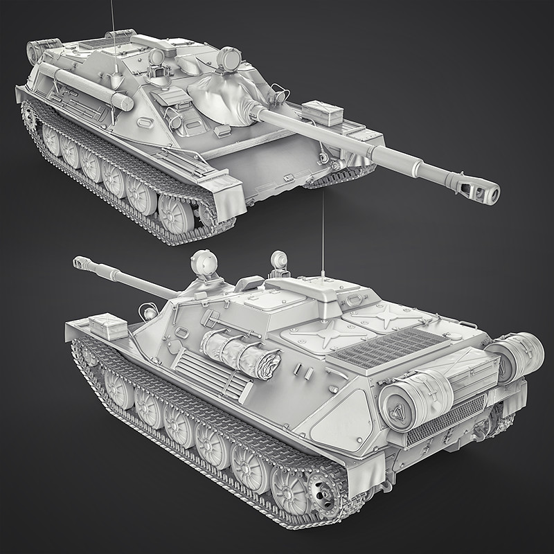 ArtStation - ASU 85 self-propelled gun highpoly