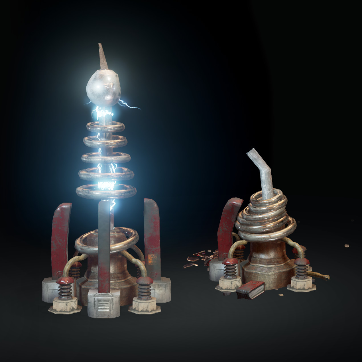 ArtStation - Tesla Coil - Different destruction states || UE4