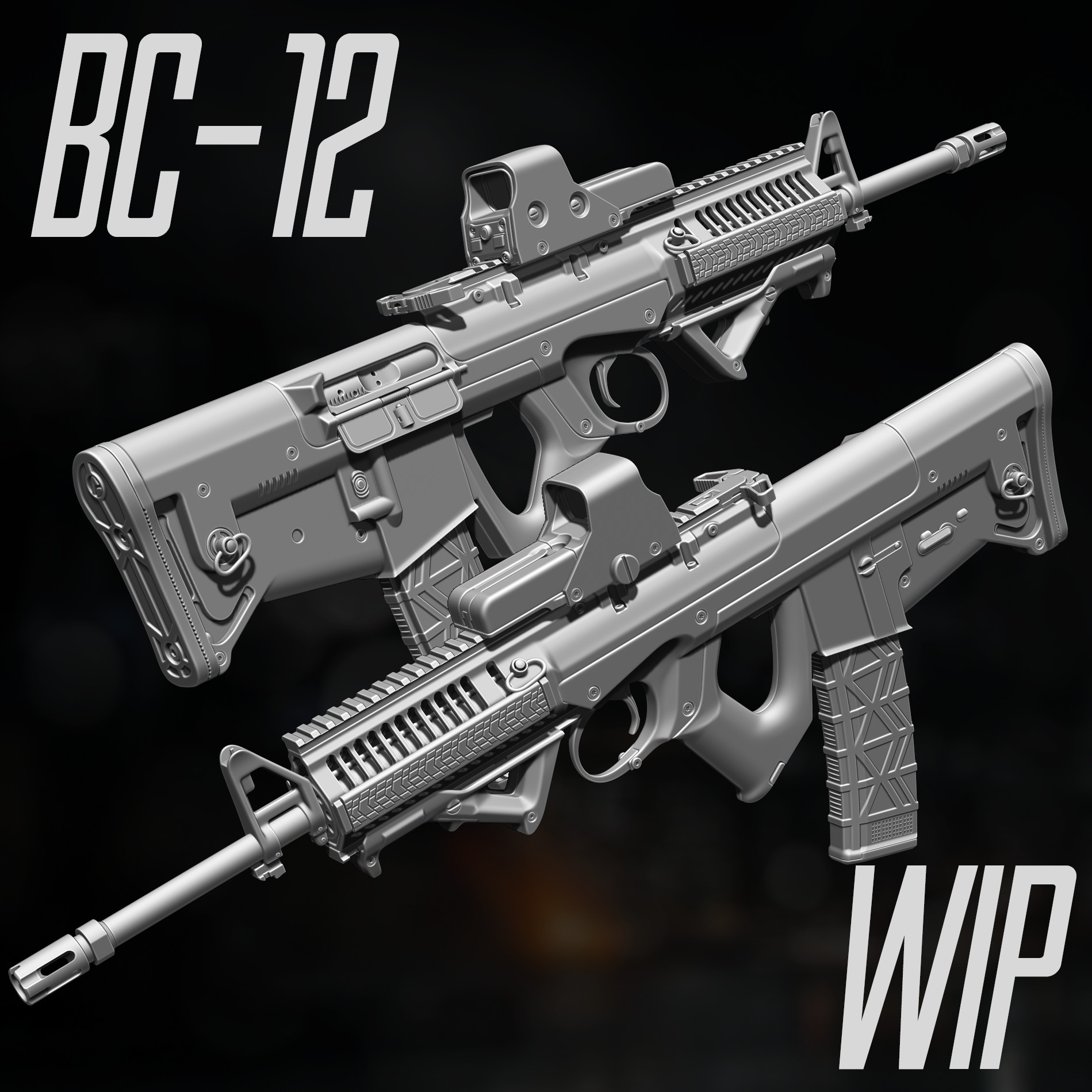 ArtStation - [Highpoly] BC-16 Fictional Western Assault rifle