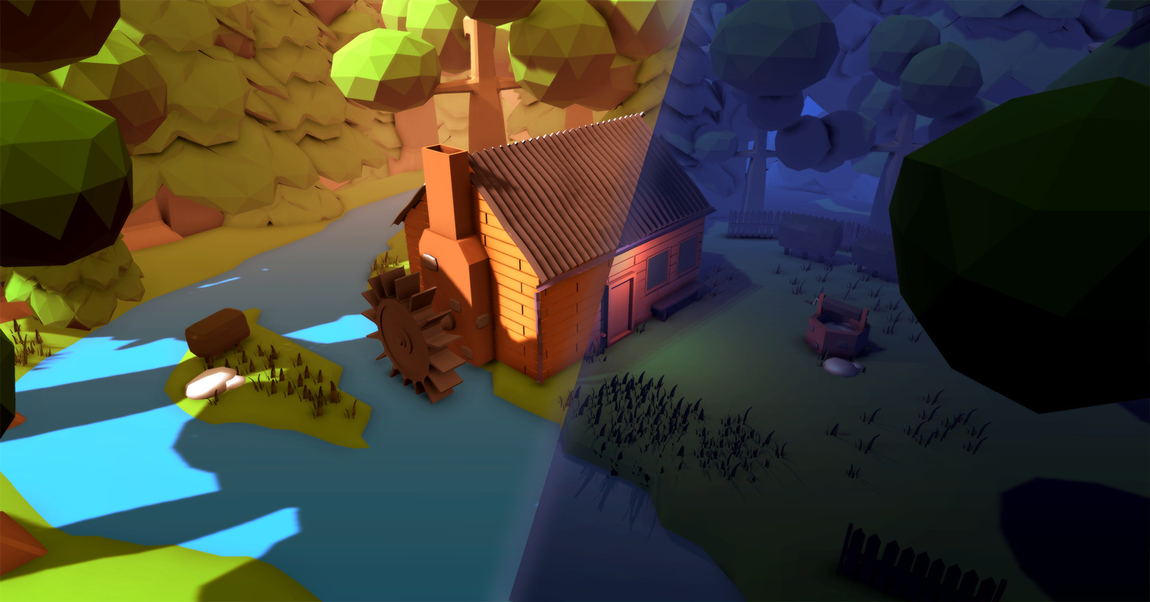 ArtStation - Low Poly Day/Night Environment