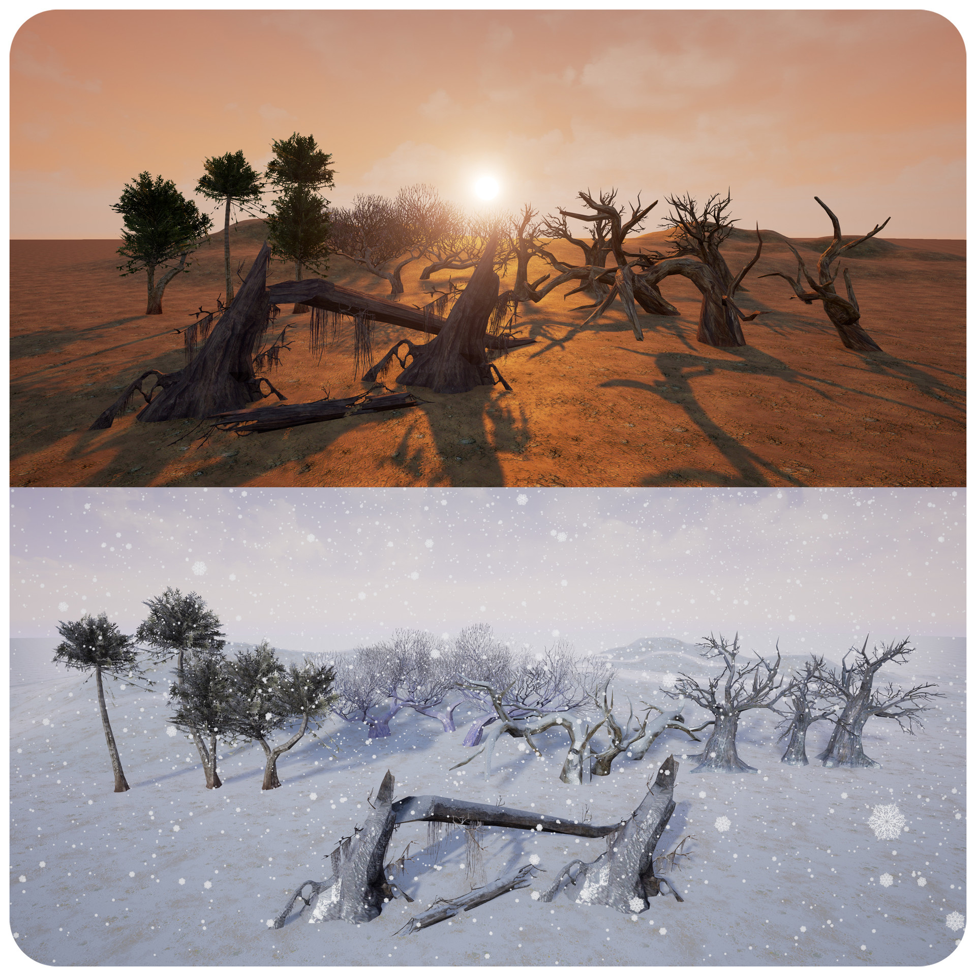ArtStation - Dryness and Snow Low Poly Tree