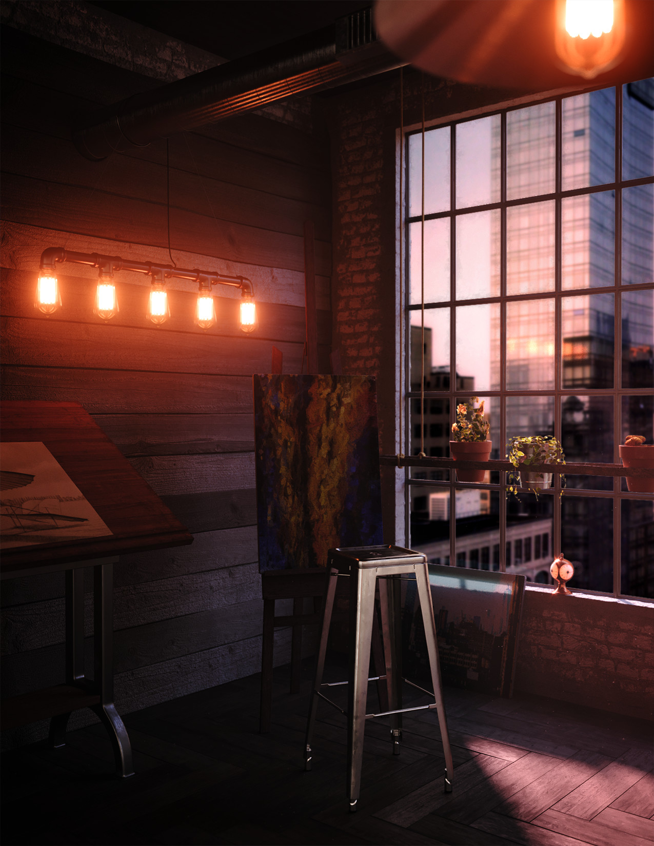 ArtStation - Interior Render - 24h in Artist Loft