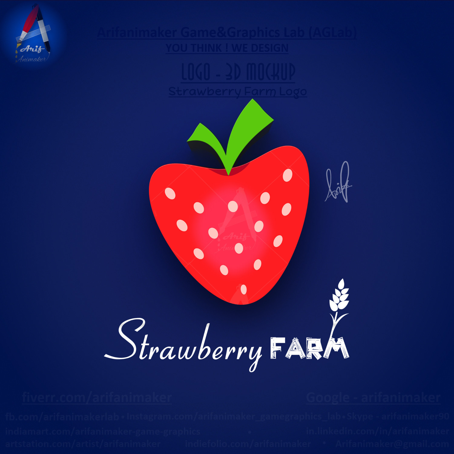 ArtStation - Logo Design [Strawberry Farm] with 3D Mockup- AGLab