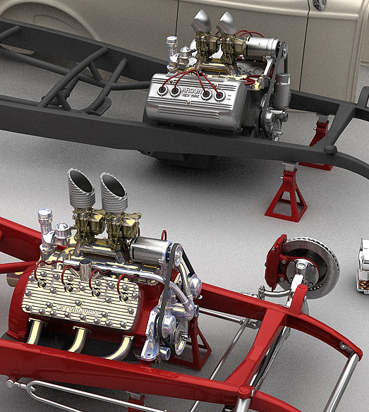 ArtStation - 3D hot rod engines