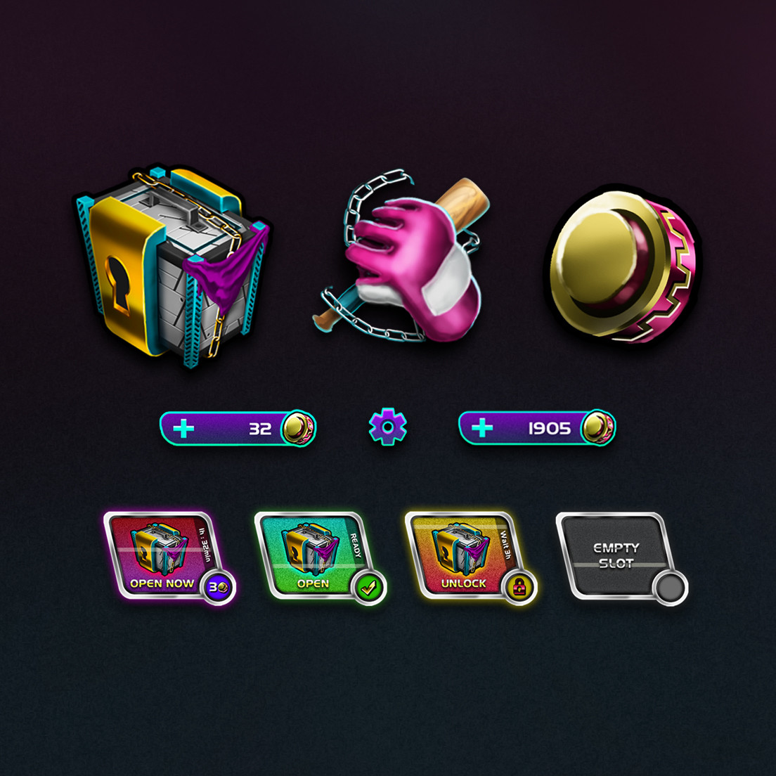 ArtStation - 80s Themed Game UI Assets (cancelled work)
