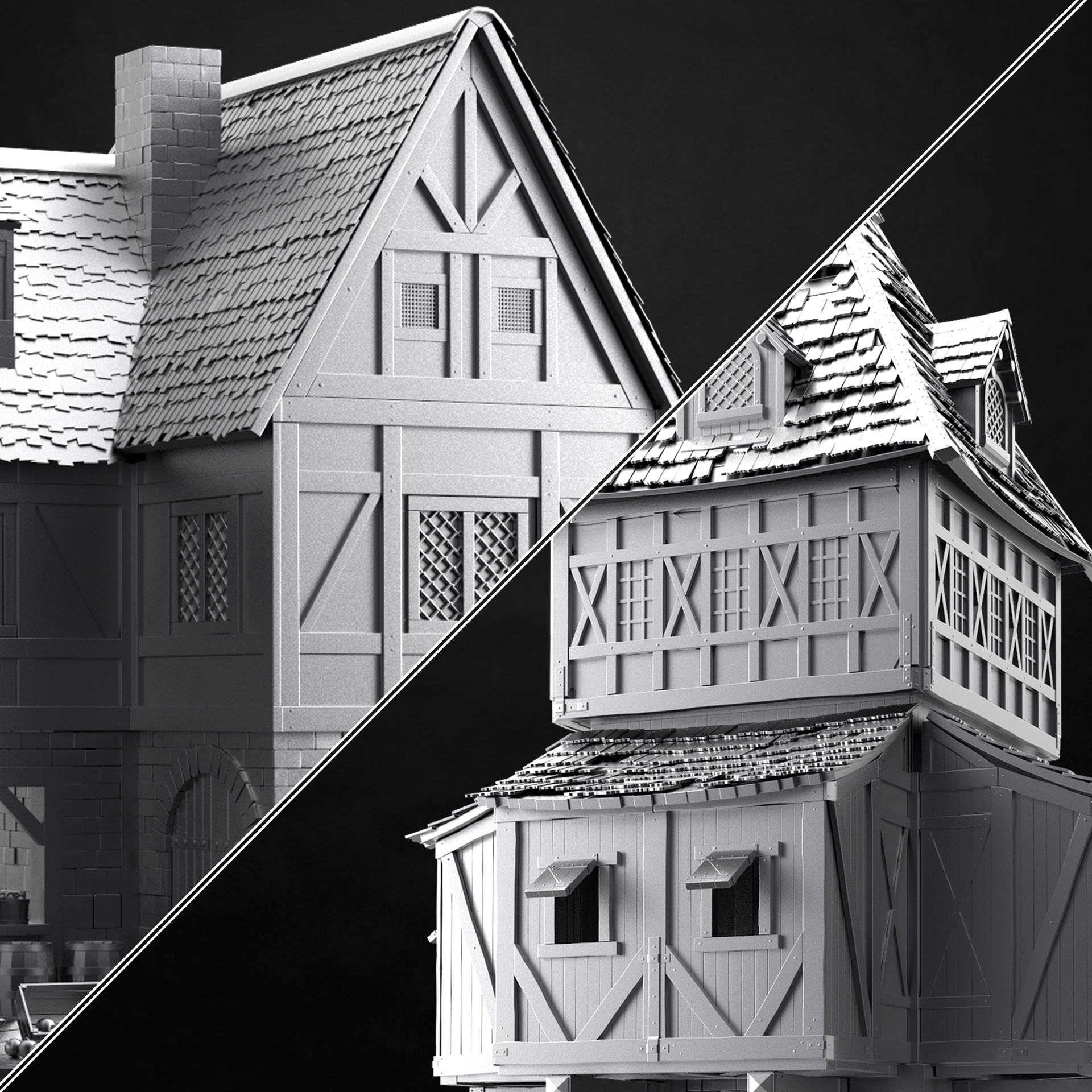 ArtStation - Medieval House & Guard Tower