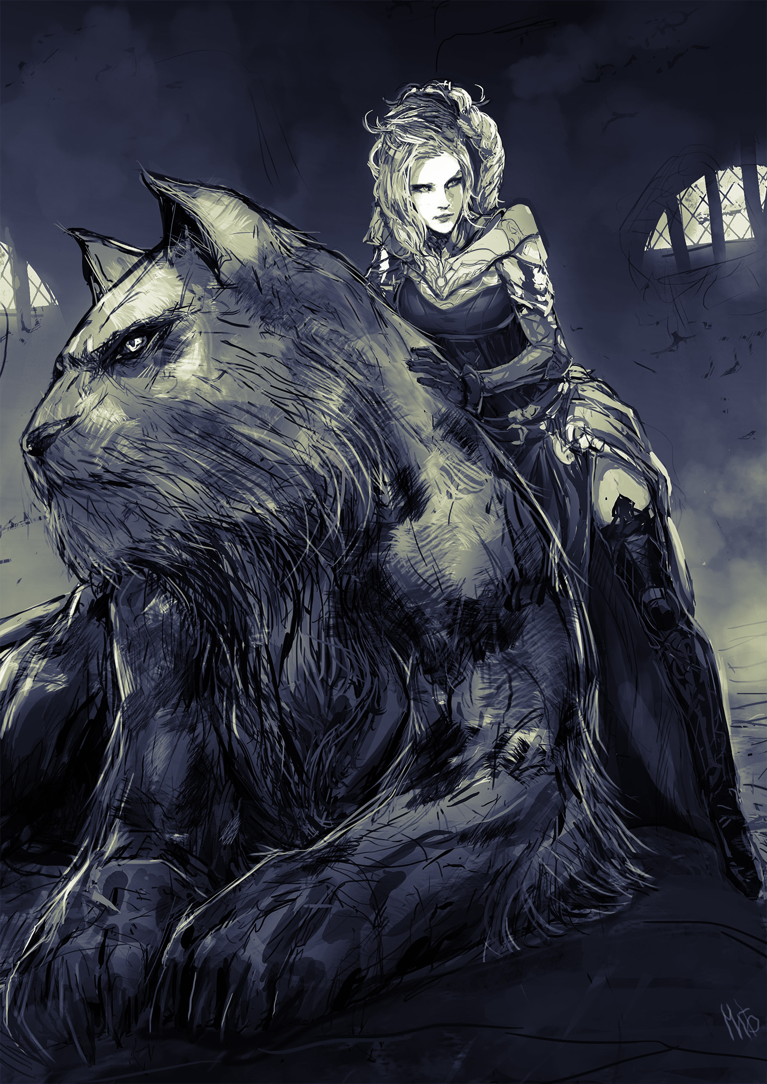 ArtStation - Patsy and her big cat