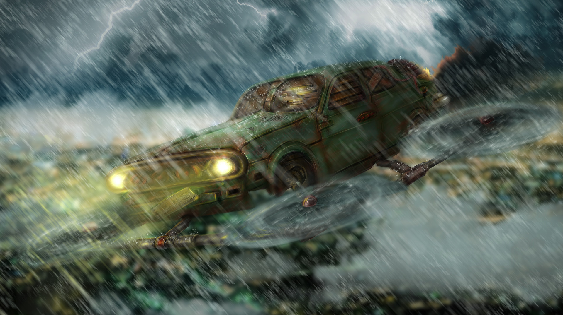 ArtStation - 2d art machine from the future "Volga"