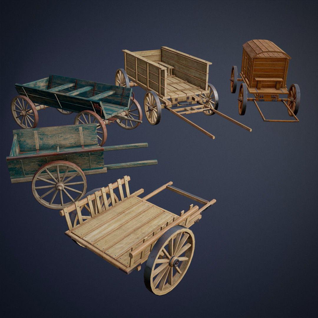 ArtStation - Modular Wooden Carts building set