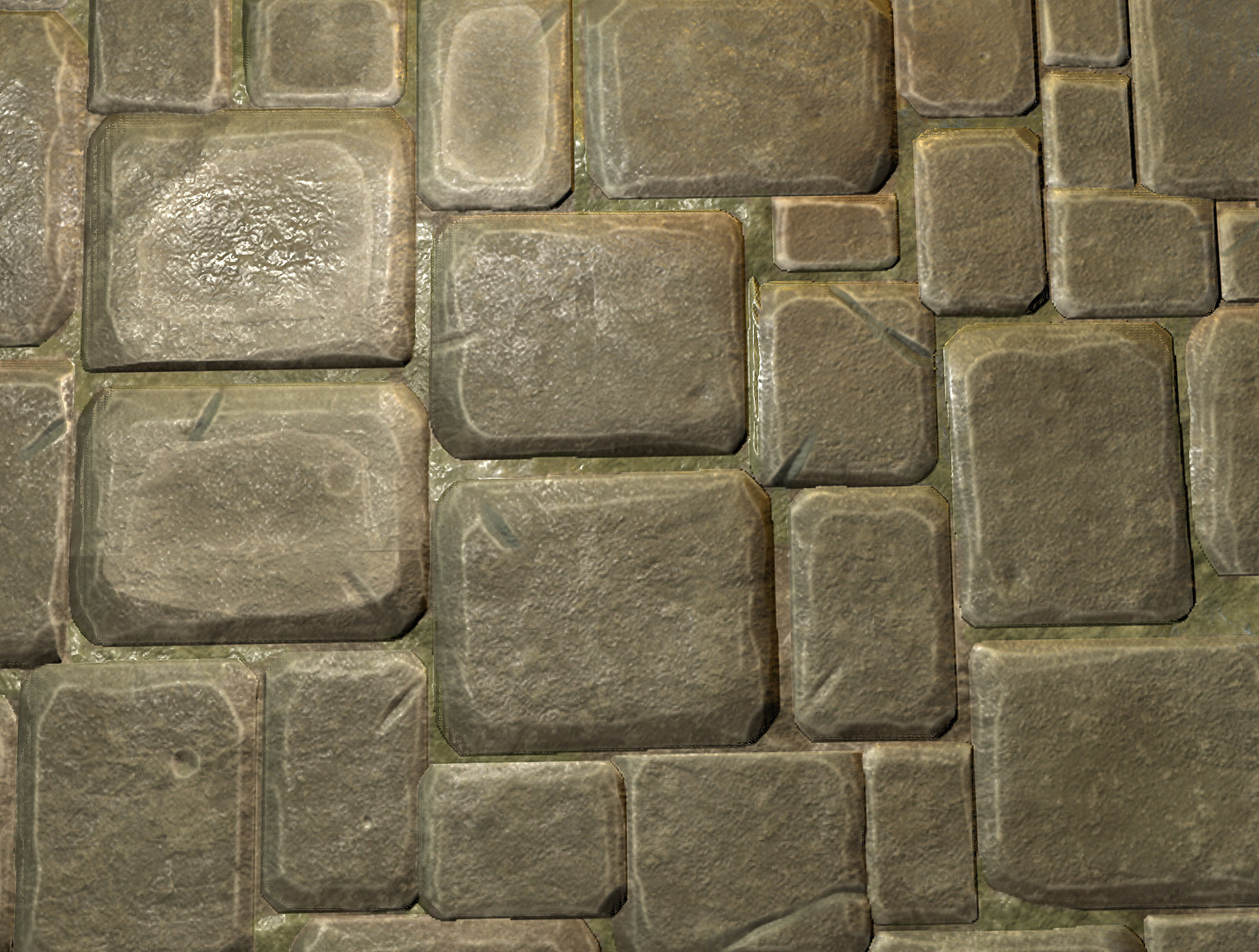 ArtStation - Hand Painted Stylized Stone Tiles PBR Study