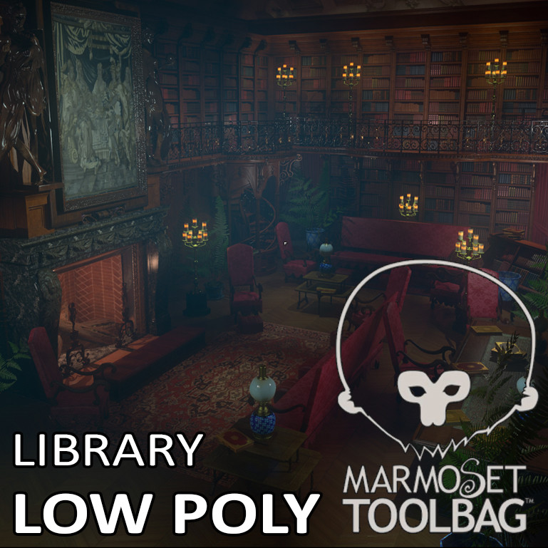 ArtStation - Vintage Library, Low Poly