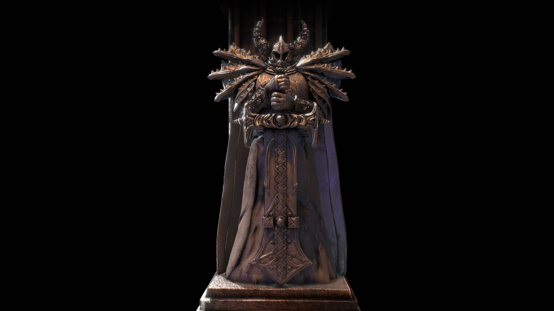 ArtStation - Hero & Demon King - Knight Statue 3d model (+sketchfab link)