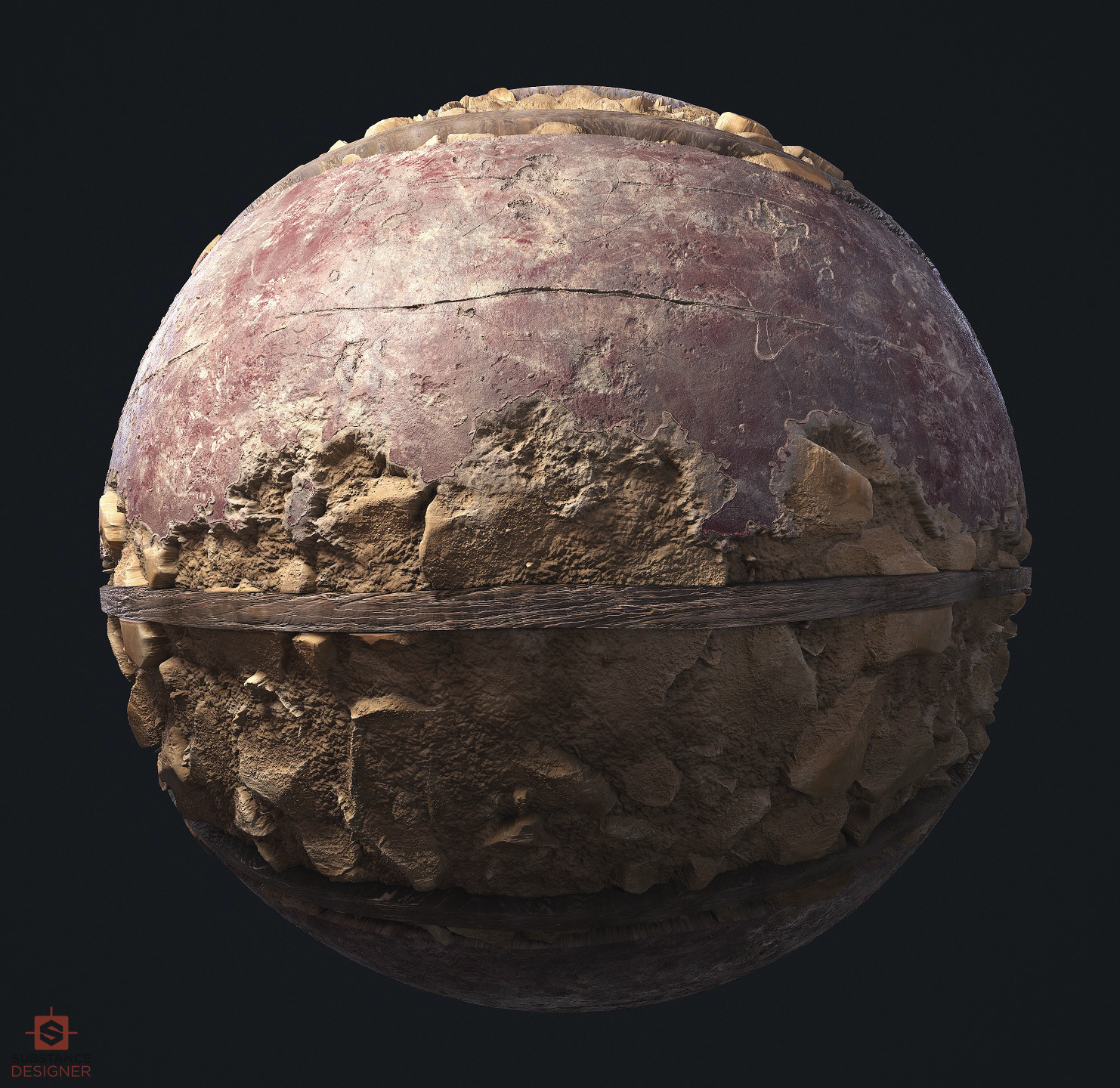 ArtStation - Layered material (Stone wall + Painted plaster)