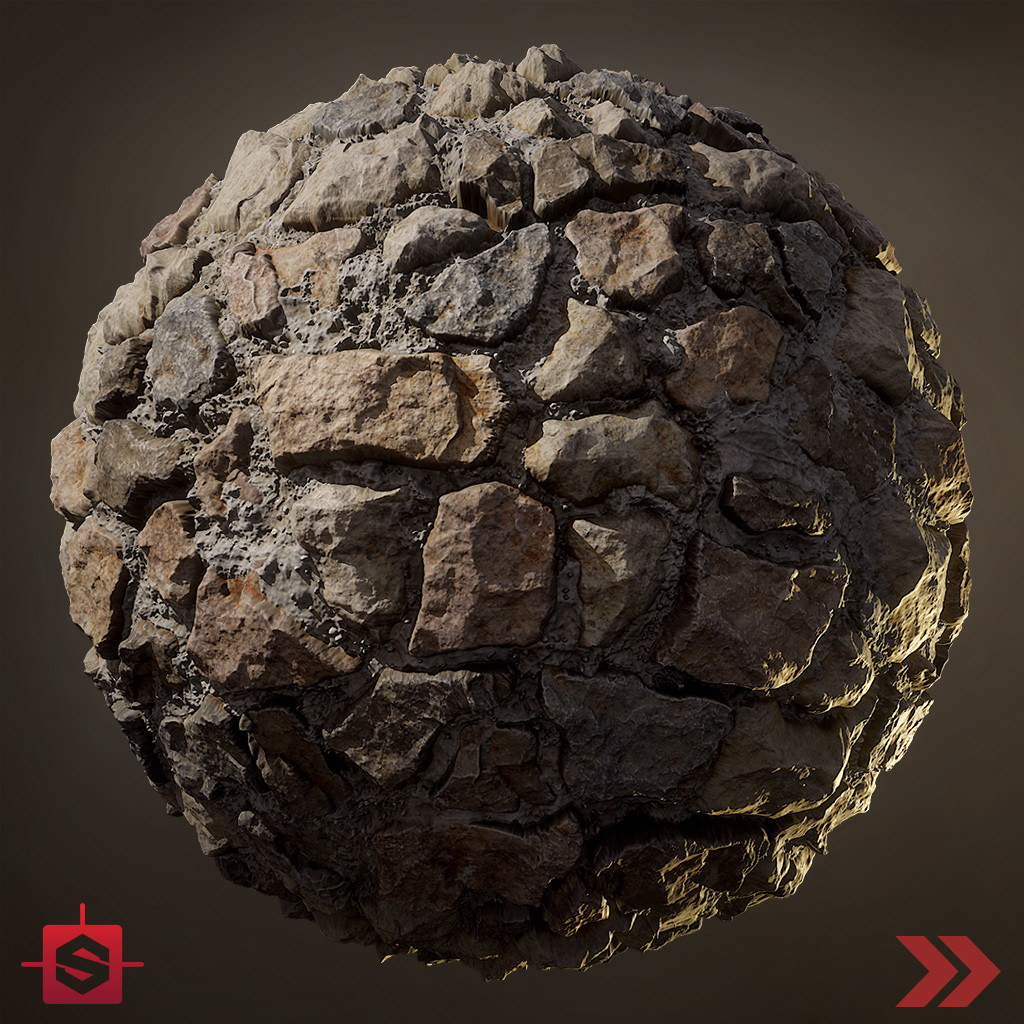 ArtStation - PBR Procedural Stone Wall Material Study
