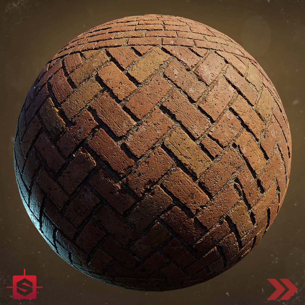 ArtStation - PBR Herringbone Cobblestone Material Study