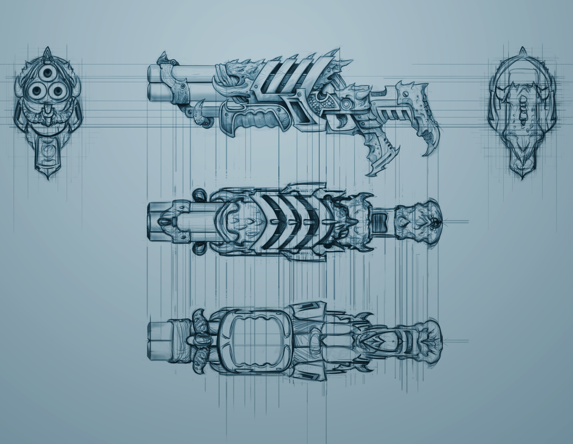 ArtStation - Weapon 3 (triple) > Hellbound weapon: Triple Shotgun