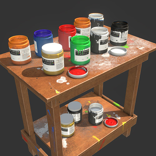 ArtStation - Work Table with Acrylic color