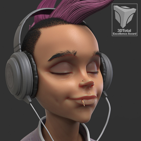 ArtStation - Mohawk Music Girl concept bust