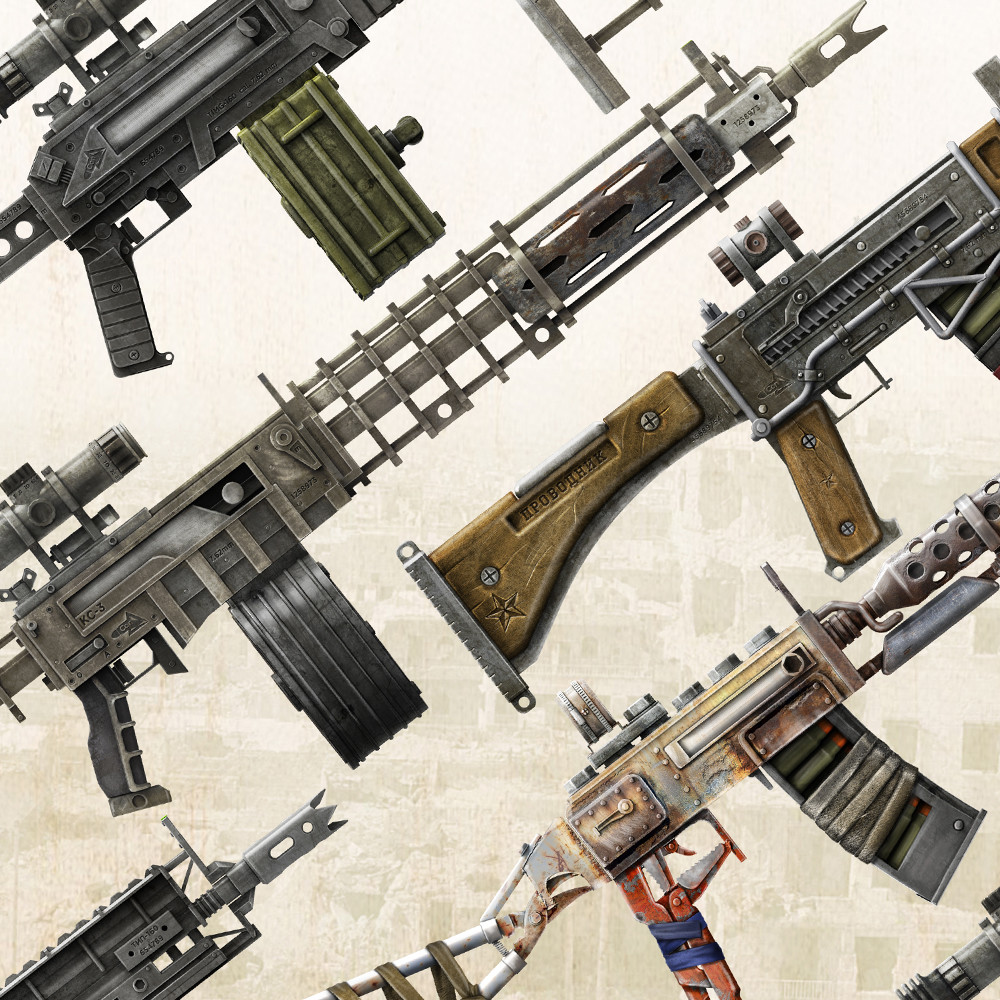ArtStation - A Complect Set of Post-apocaliptic weapons ( Automatic Rifle)