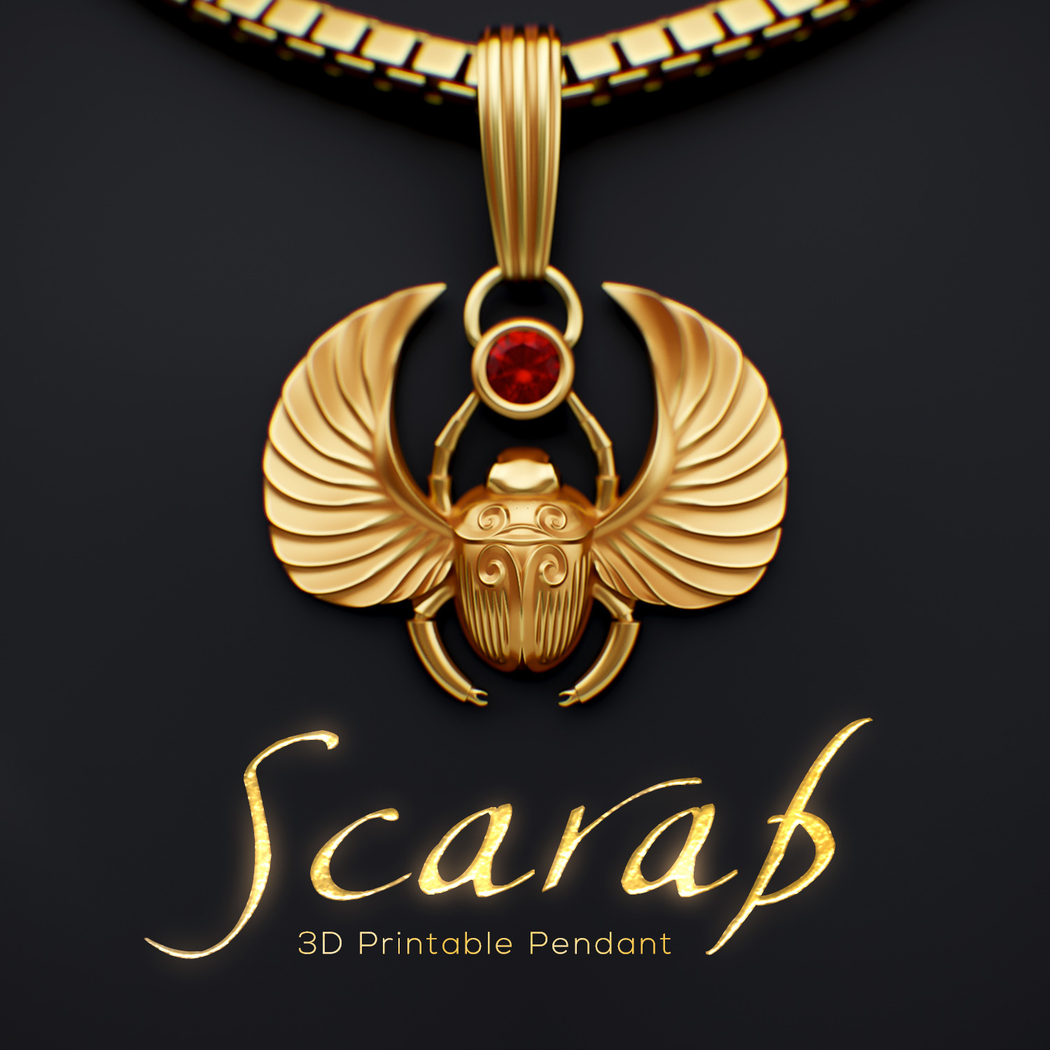 ArtStation - Scarab 3D Printable Pendant