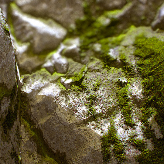 ArtStation - Mountain rock with moss