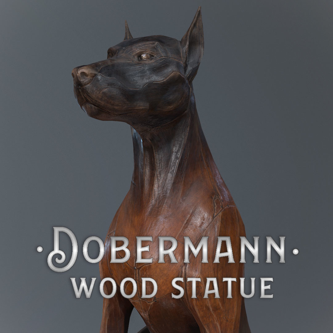 ArtStation - Dobermann wood statue