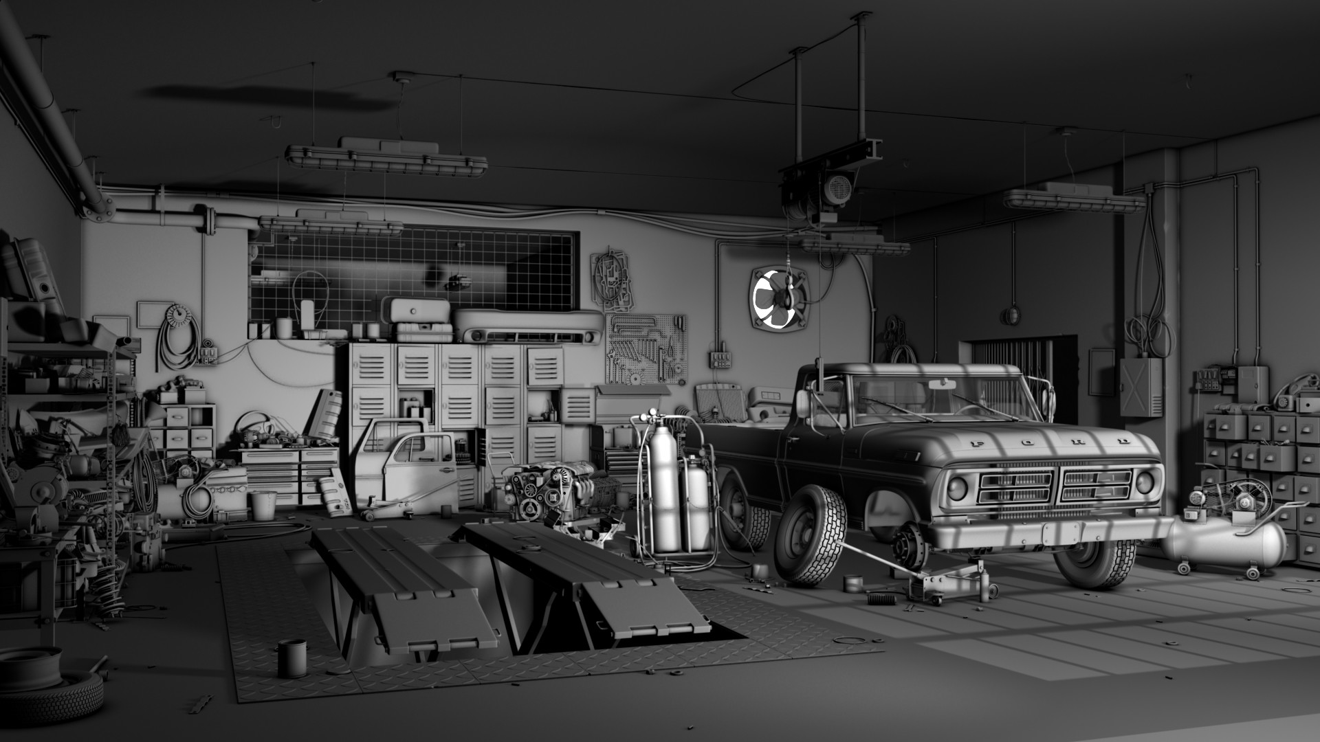 ArtStation - Automobile Garage Sequence Render