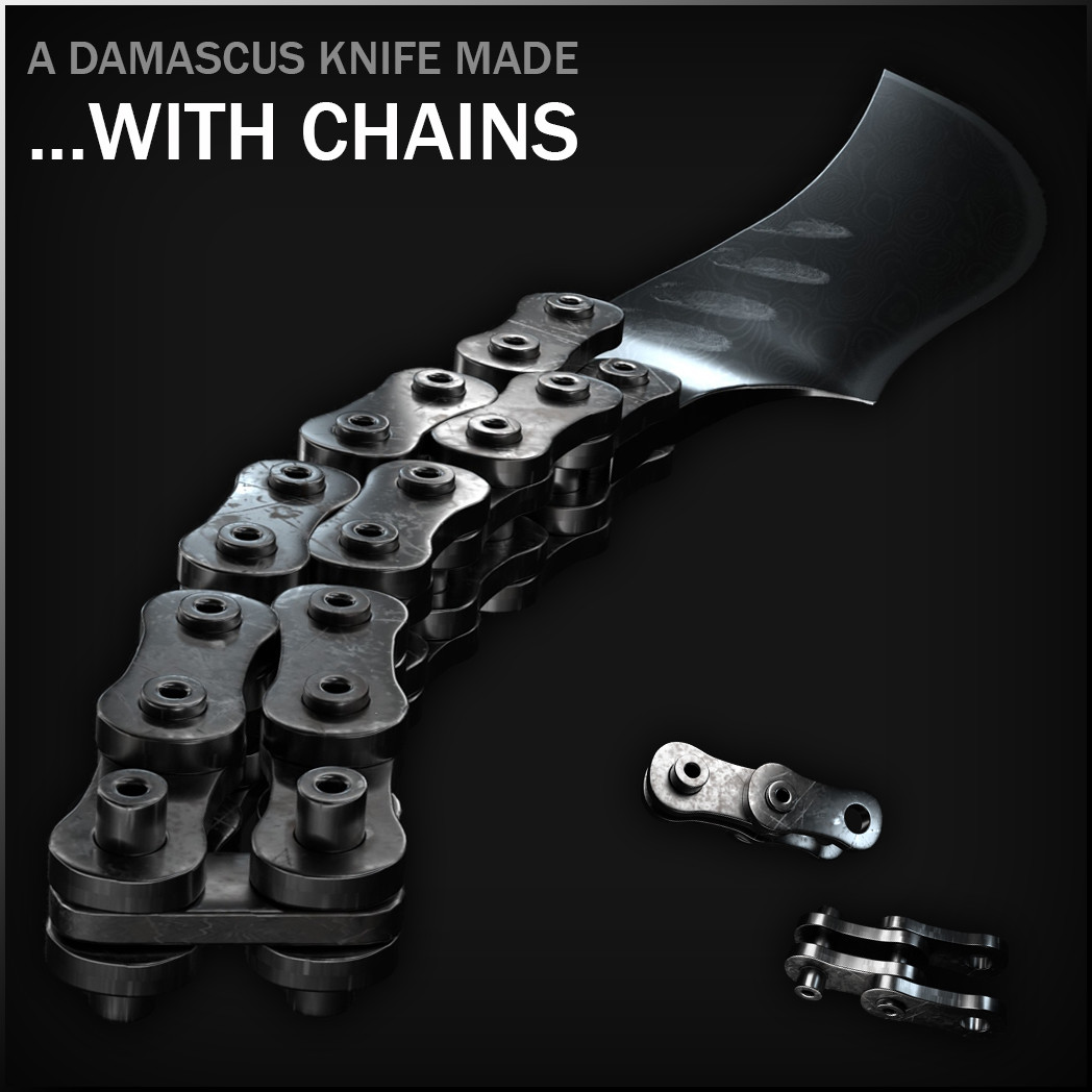 ArtStation - Damascus Knife made with Chains