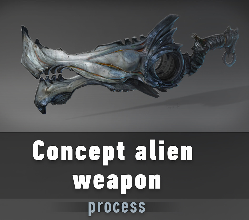 ArtStation - Draft concept and process of creation alien weapon