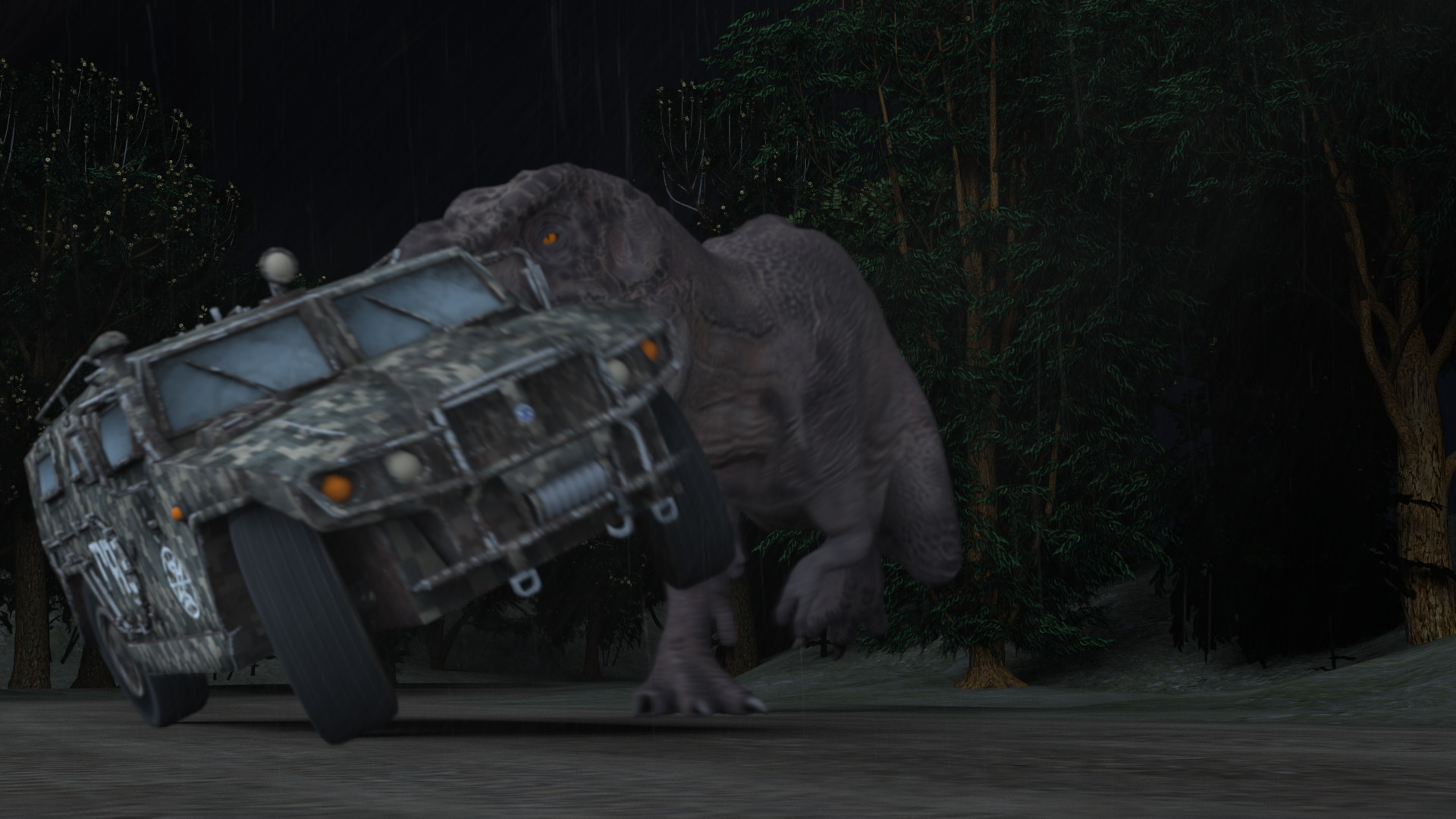 ArtStation - T-Rex chase scene