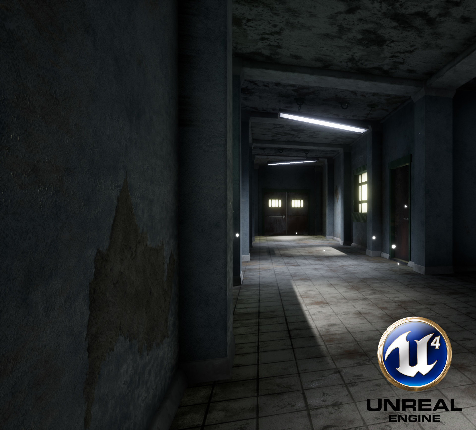 ArtStation - Asylum Hallway Lighting and Material Environment Practice