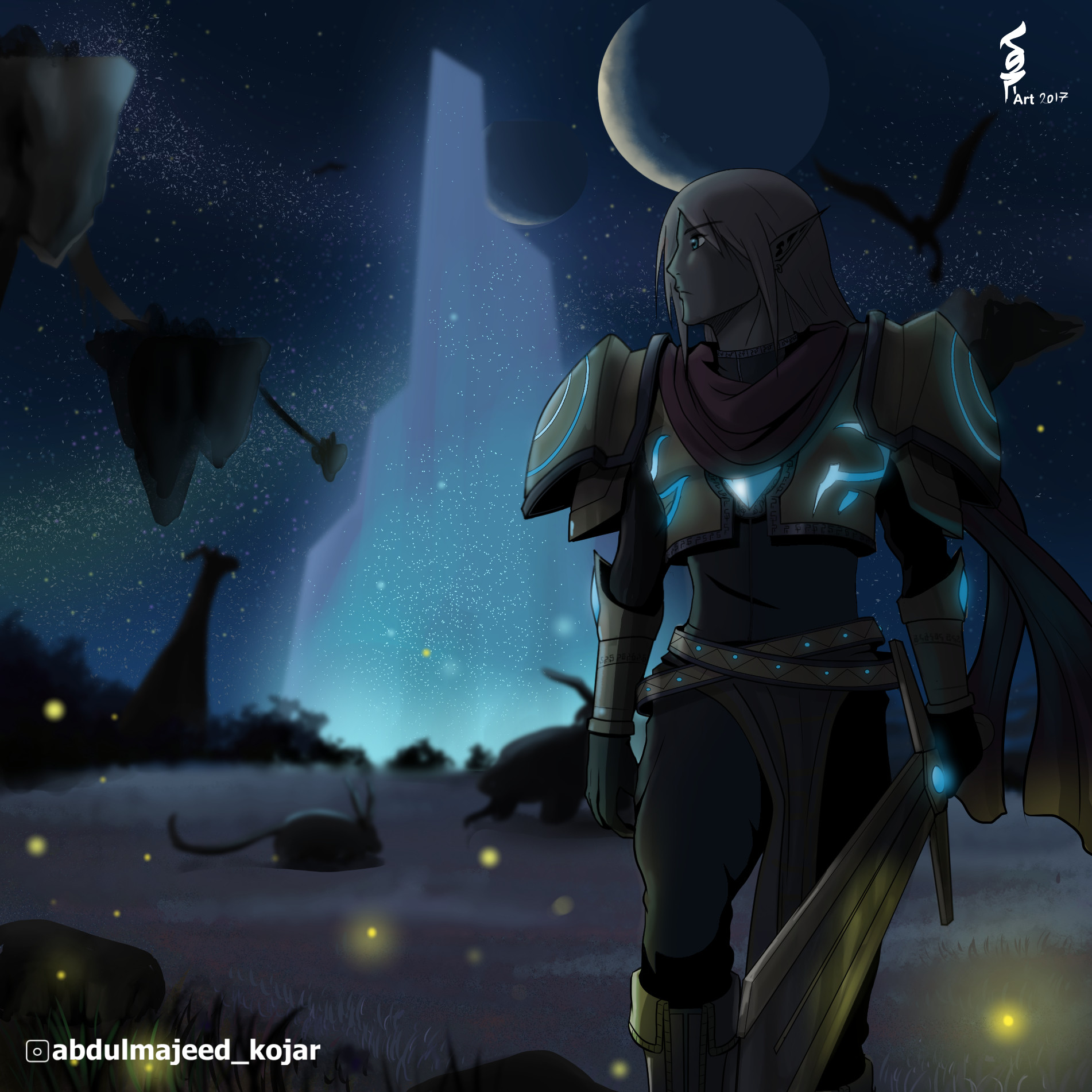 ArtStation - An Elf knight musing the nature