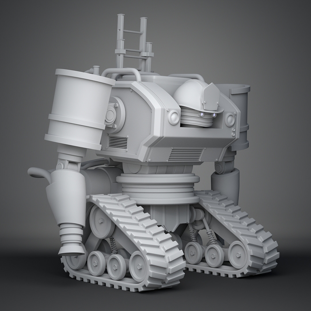 ArtStation - Fire Engine Robot Clay Render Turnaround