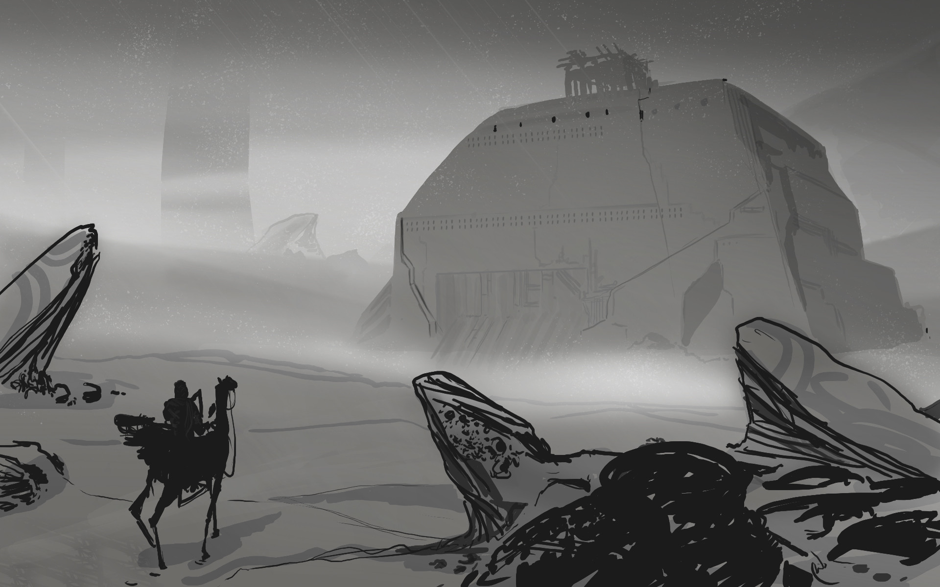 ArtStation - Black and white values sketch