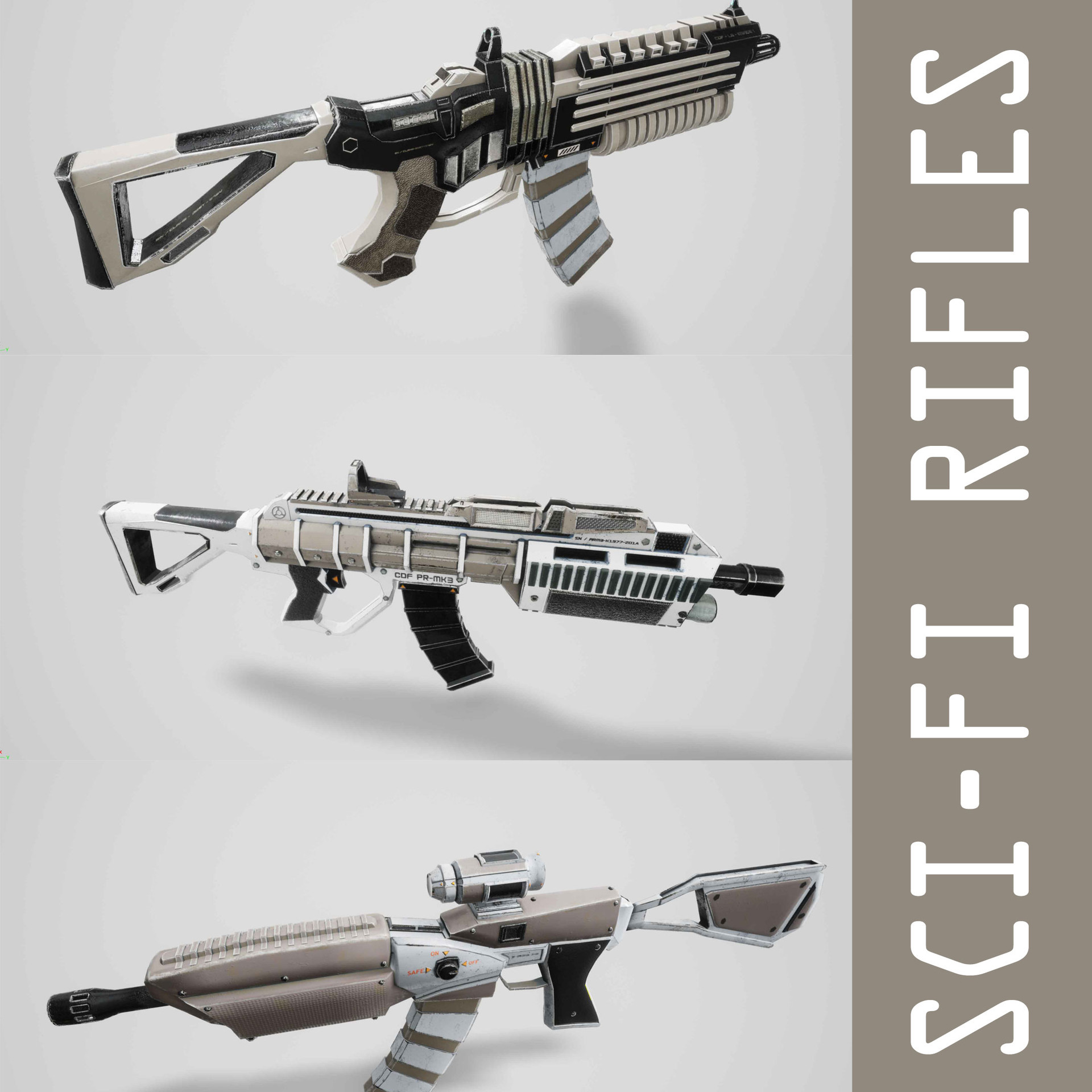 ArtStation - Concept Futuristic Low Poly Weapons