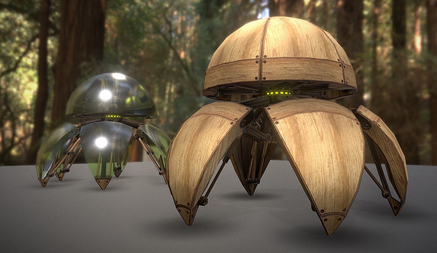 ArtStation - Hydraulic Sphere Bot - Forest Version