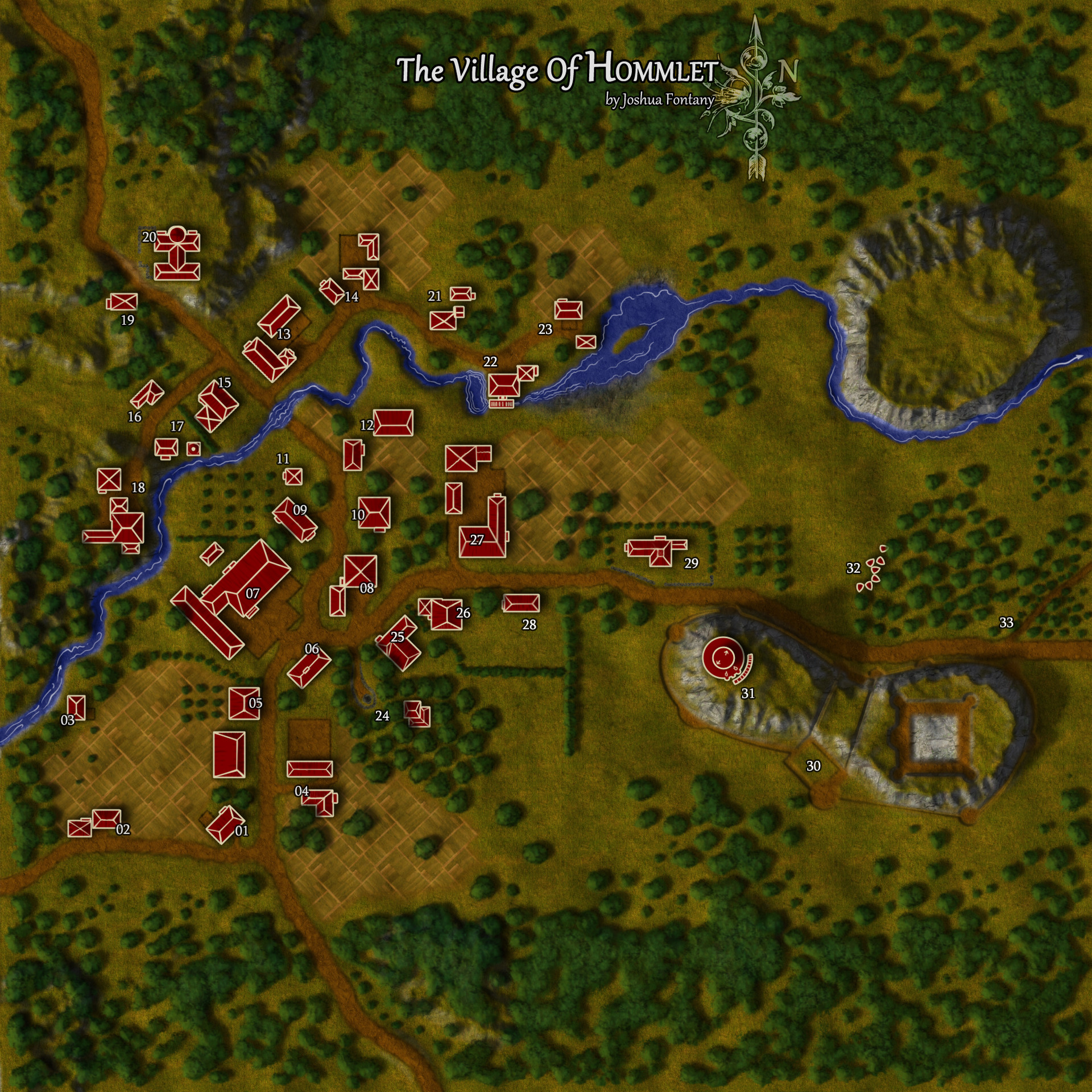 ArtStation - Map: The Village of Hommlet (oD&D/Greyhawk)