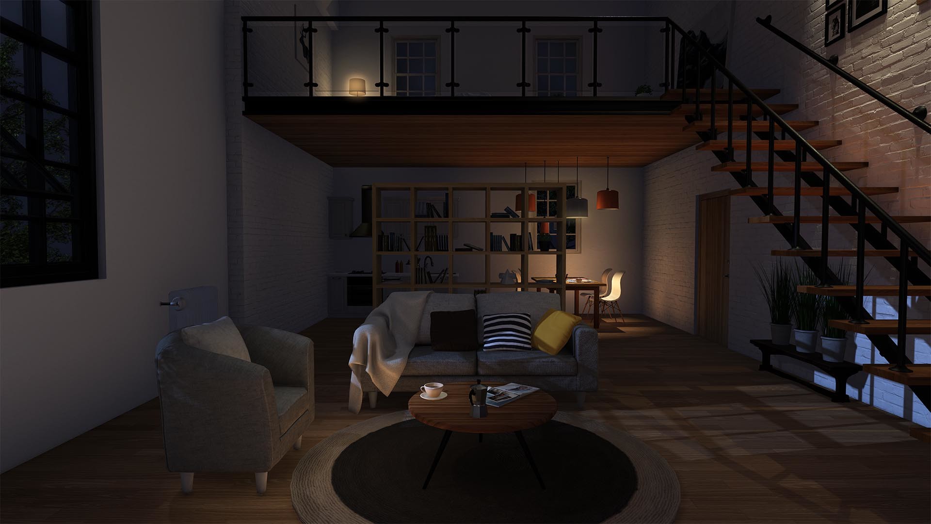 ArtStation - Loft Scene Night