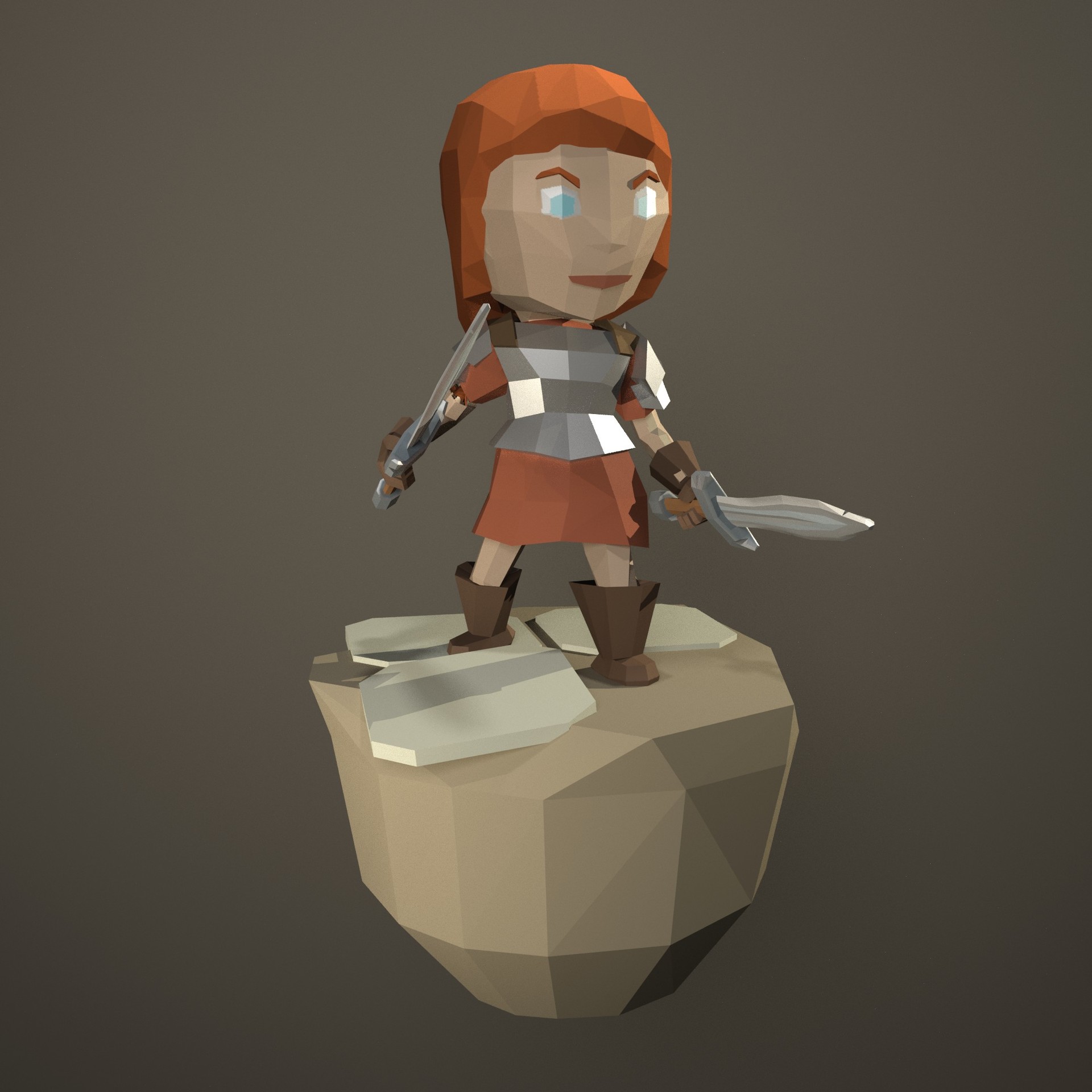 ArtStation - Temporal Rising: Warrior female in Lowpoly