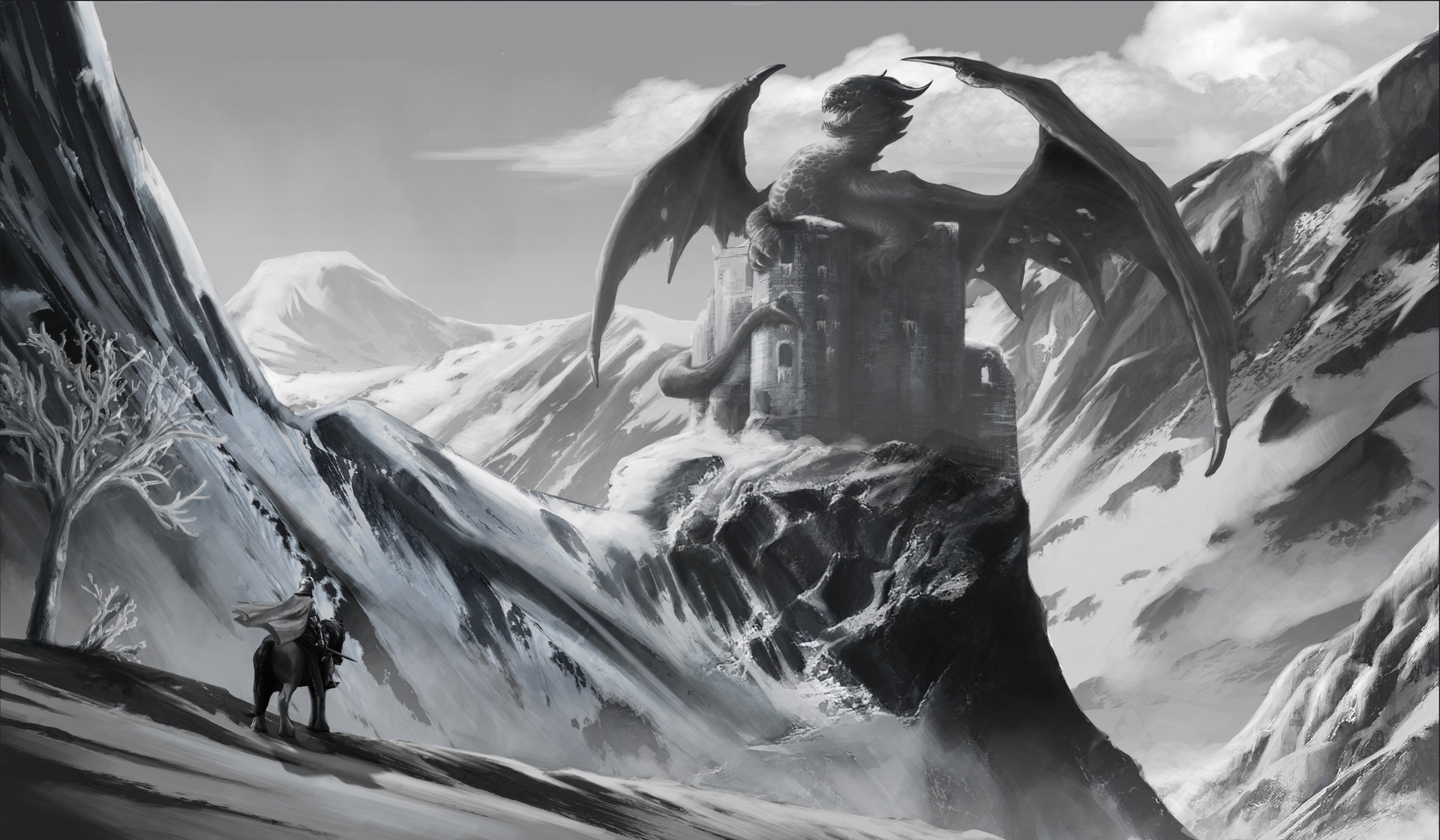 ArtStation - Mountains and Dragon